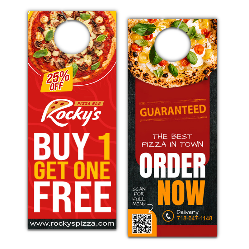 4.5x11 Inch Full Color Double Sided Door Hangers - 14 pt