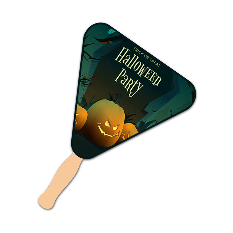5x5 Inch Triangle Full Color One Sided Mini Hand Fans - 16 pt