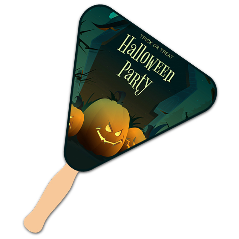 8x8 Inch Triangle Shape Full Color One Sided Hand Fans - 16 pt