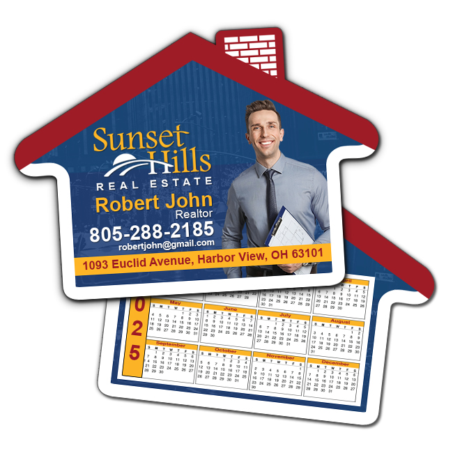 3.5x2.5 Double Sided House Shaped Magnets with Right Chimney