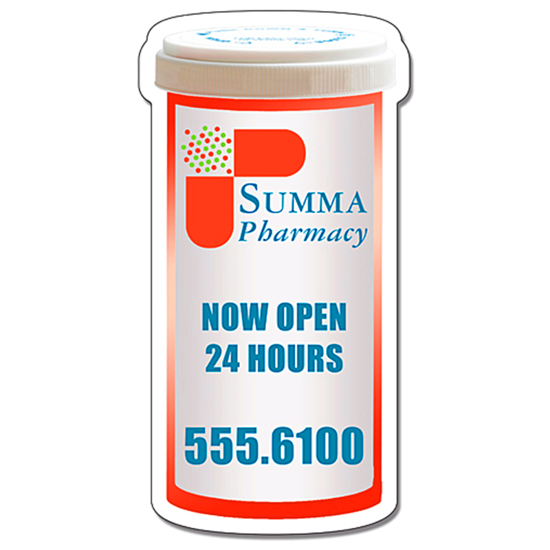 Magnet - Medicine Pill Bottle Shape (2.25x4.31) - 30 Mil - Outdoor Safe