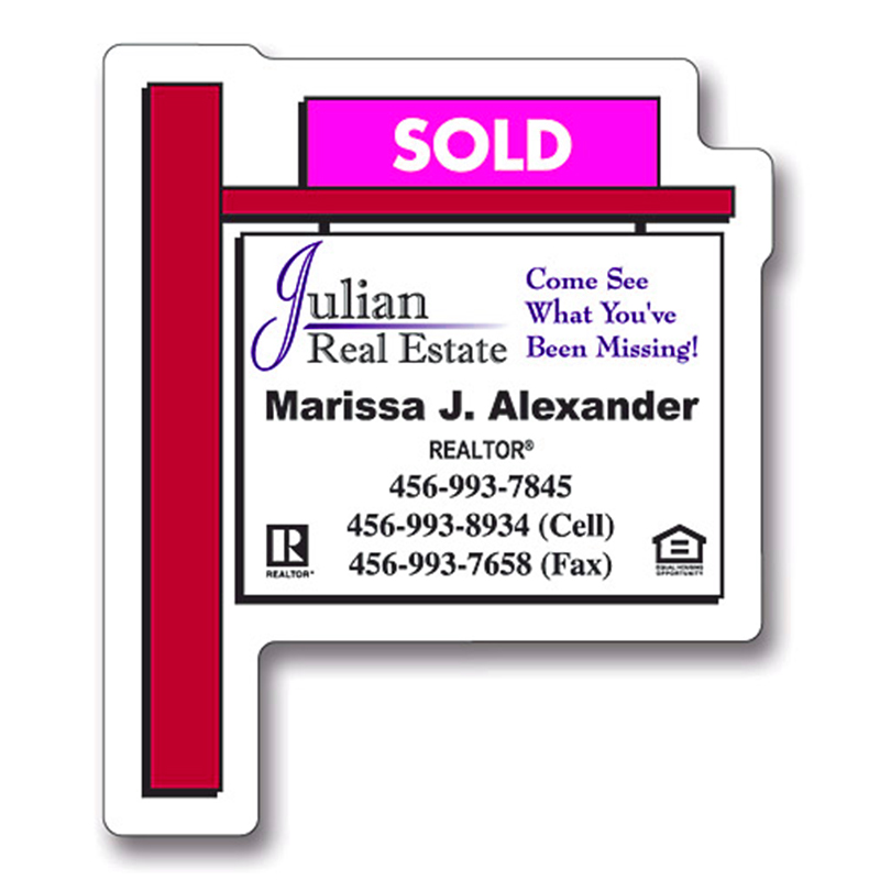Magnet - Real Estate Sold Sign Shape (2.25x2.75) - 30 Mil - Outdoor Safe
