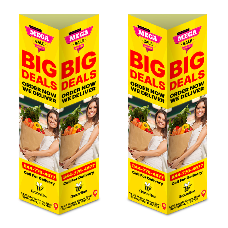 11" x 48" Full Color Bollard Covers - 3 Sided