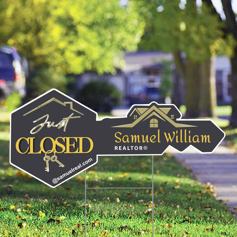 22" x 14" Key Shaped Full Color Yard Signs