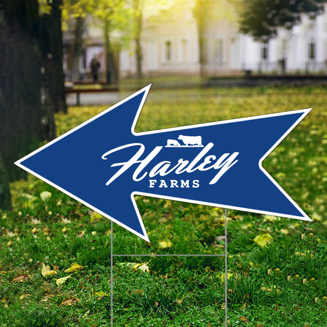 22" x 14" Arrow Shaped Yard Signs - Full Color Double Side
