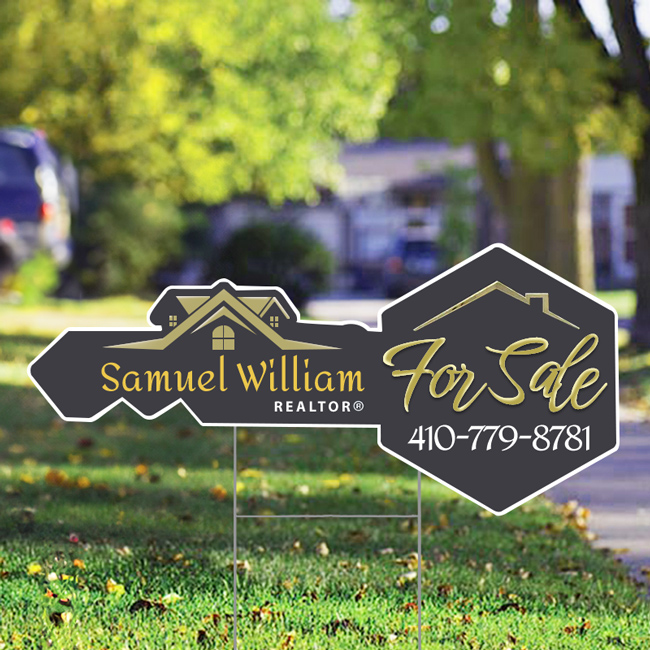 22" x 14" Key Shaped Yard Signs - Full Color Double Side