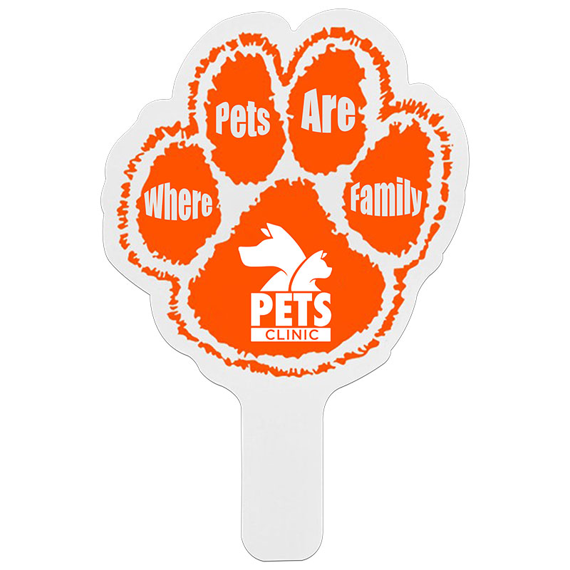 Budget Paw-Shaped Hand Fans - One Side